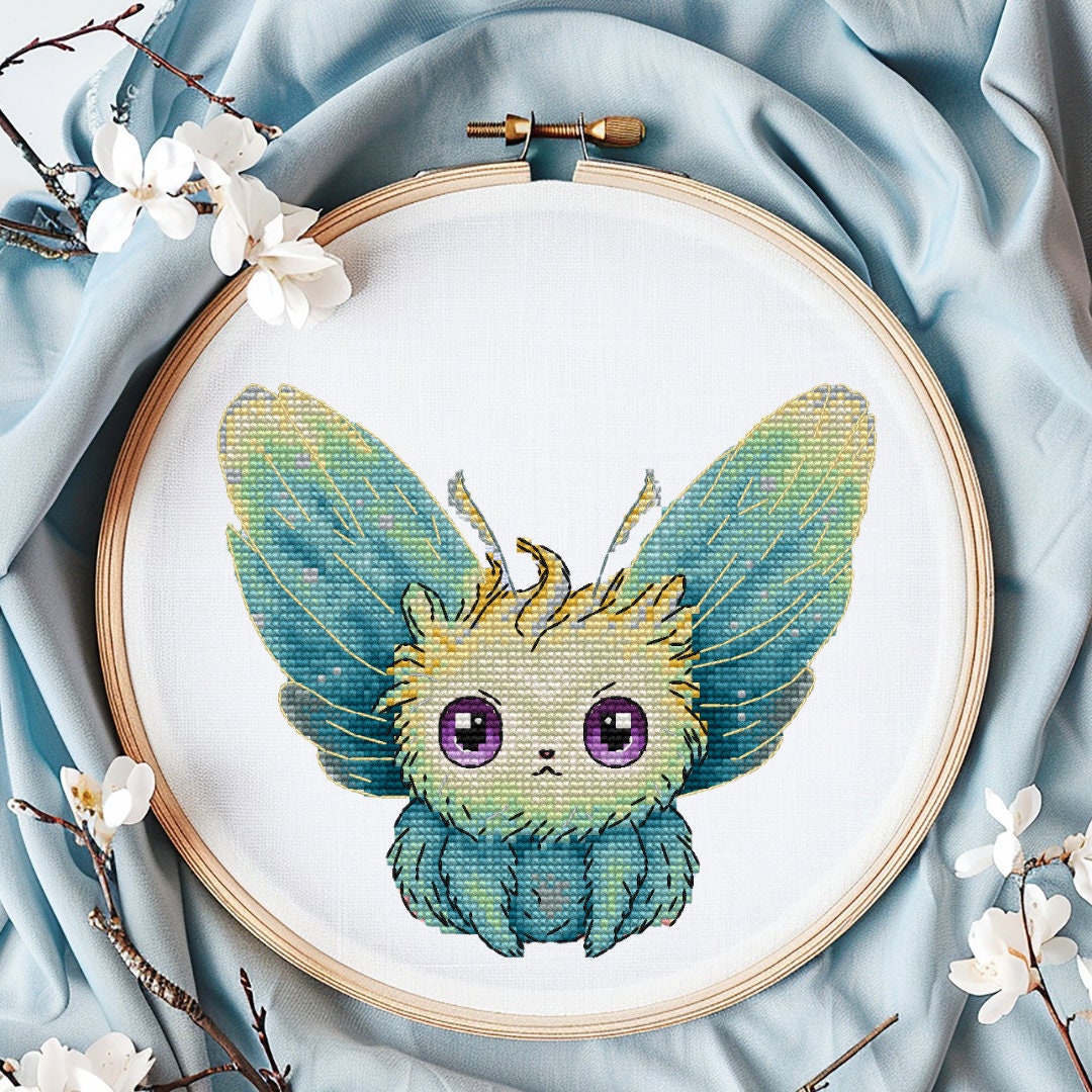 Cross Stitch Pattern Funny Moth, Digital PDF Saga, Whimsical Insect ...