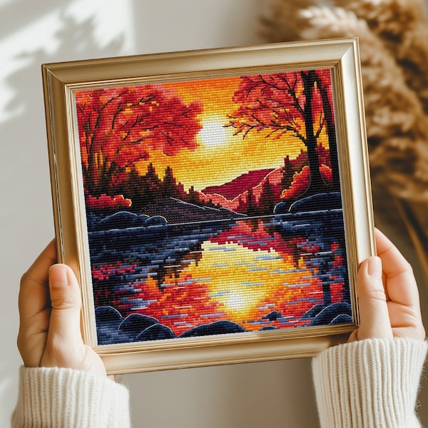 Cross Stitch Sunset - Etsy