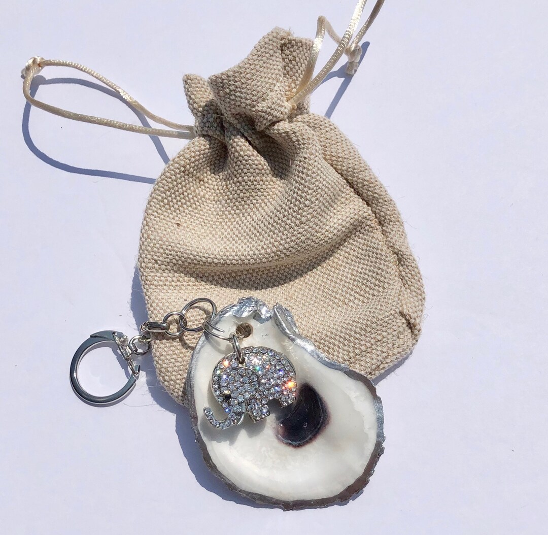 Oyster and Silver Rhinestone Studded Key Fob - Etsy
