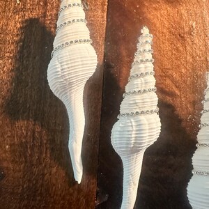 White Rhinestone Embellished Spindle Shell Wedding Decor, Coastal ...