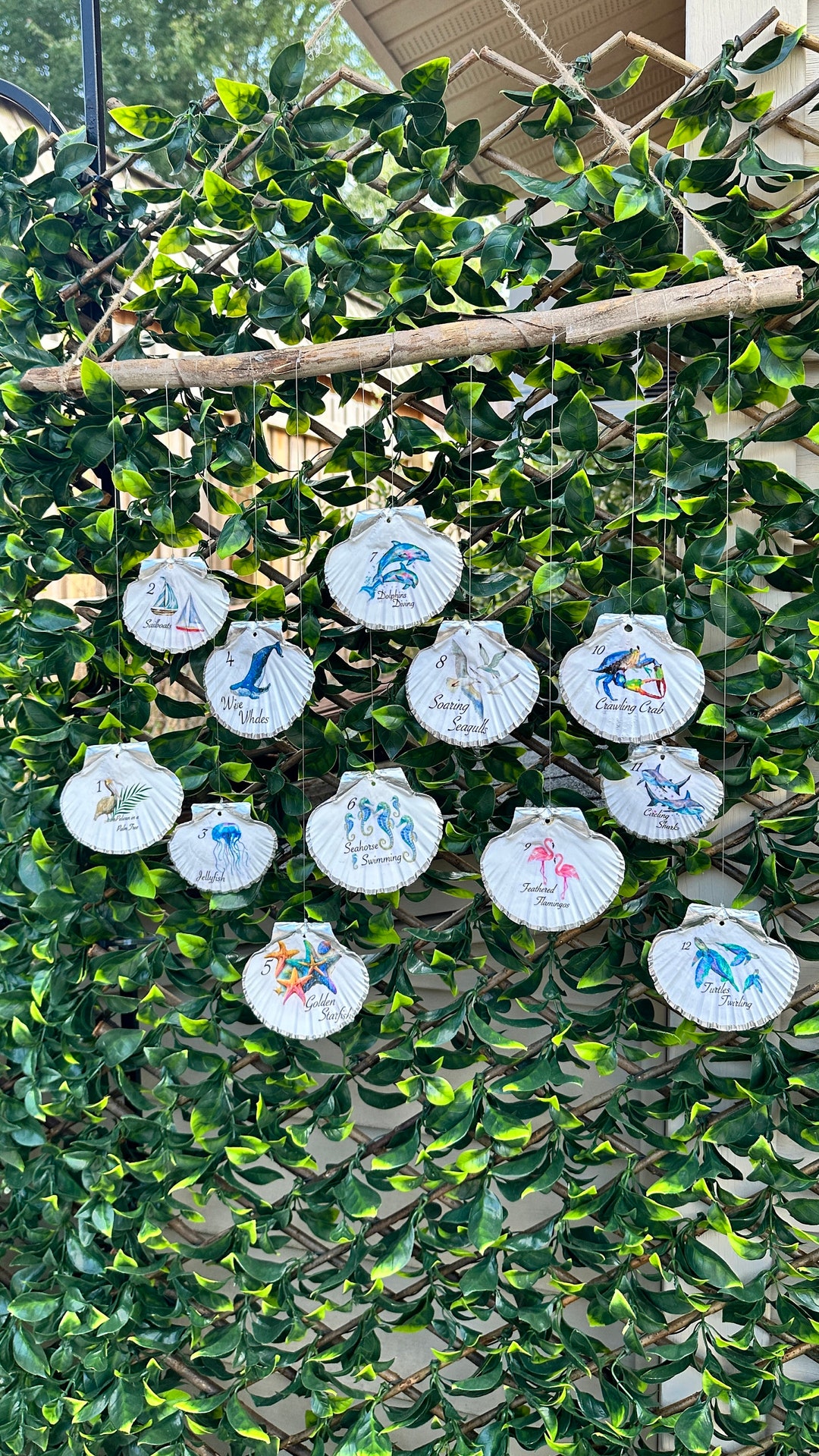 Coastal 12 Days of Summer Set of 12 Scallop Shell Wind Chime. - Etsy