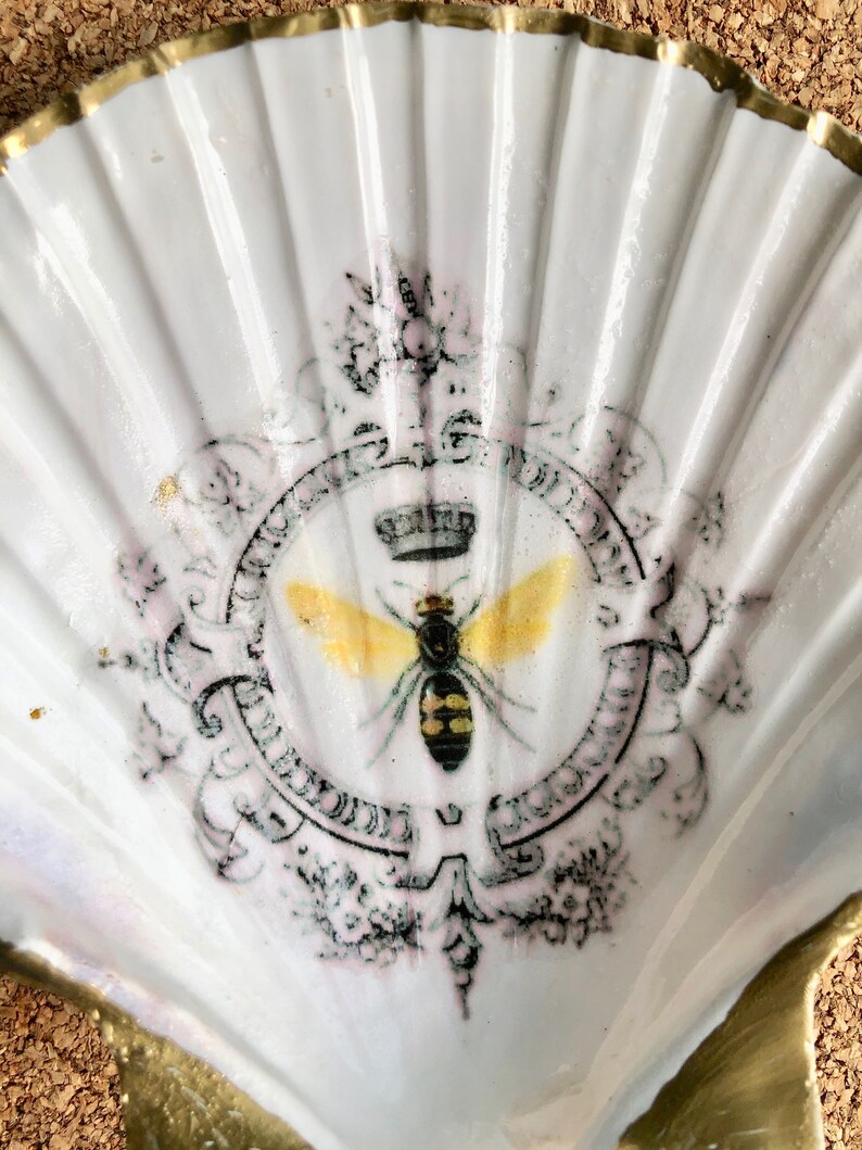 Queen Bee Large Decorated Scallop Shell Trinket Dish Jewelry - Etsy