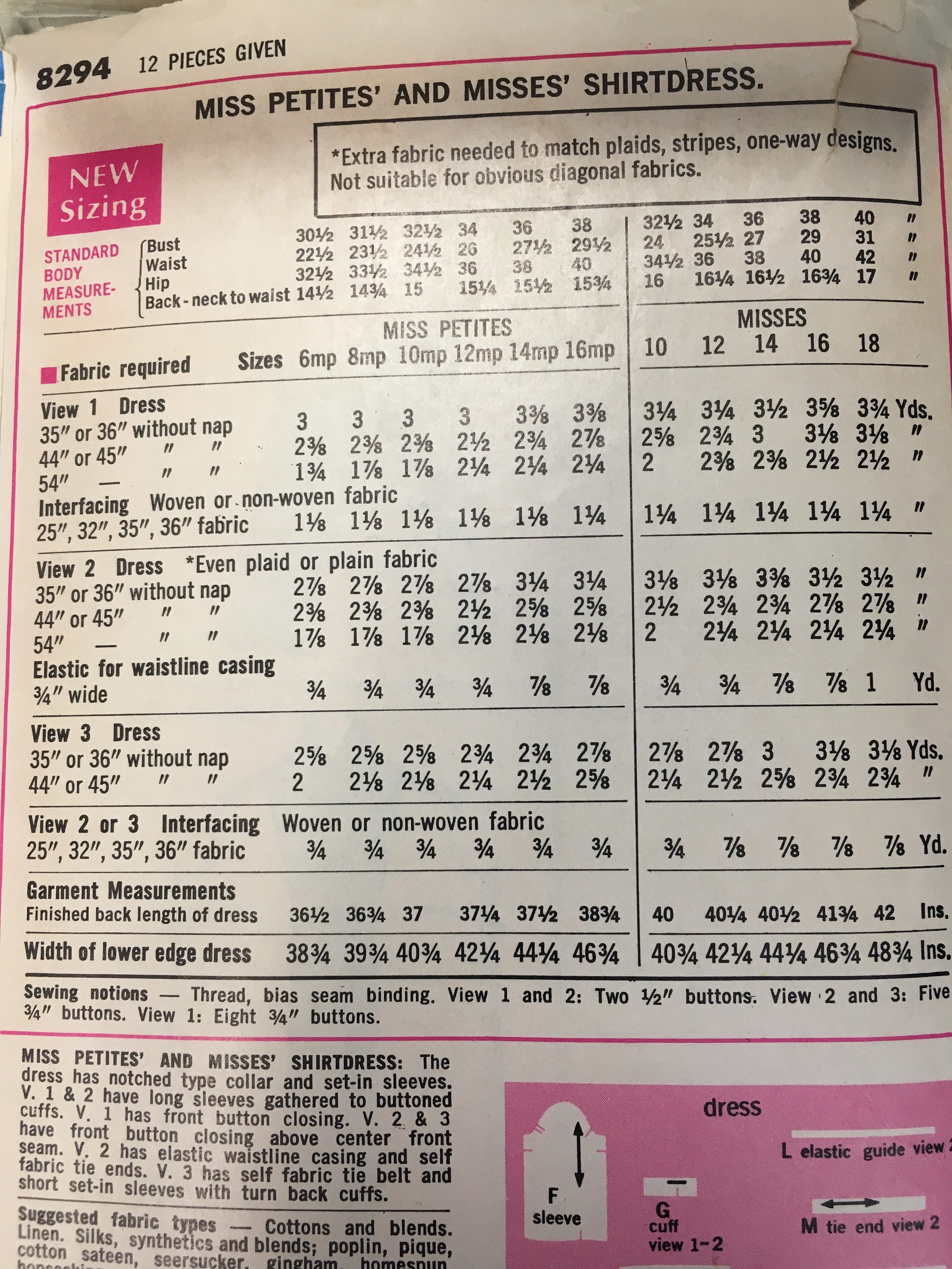 Vintage Simplicity 8294 Sewing Pattern Size 12 Bust 34 - Etsy