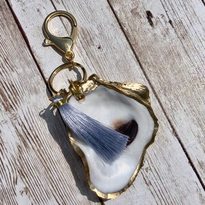 Oyster Shell Key Chain - Custom Oyster Shell Key Fob - Shell and Tassel ...
