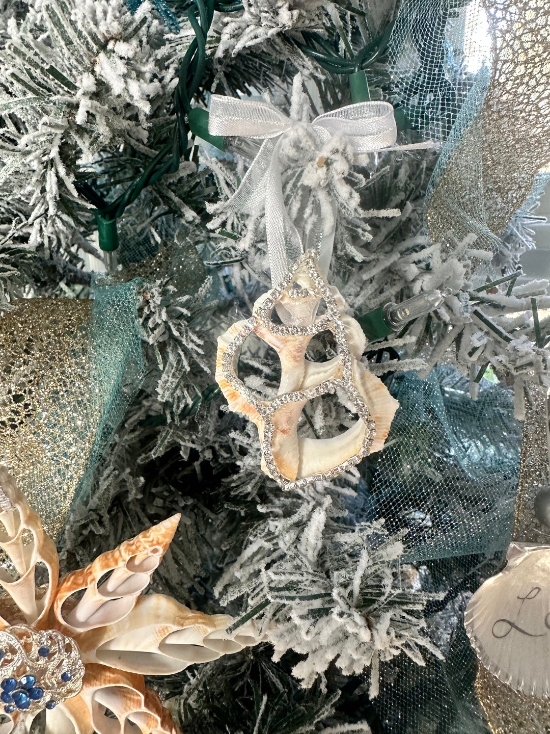 Sliced Seashell Rhinestone Embellished Christmas Ornament - Etsy