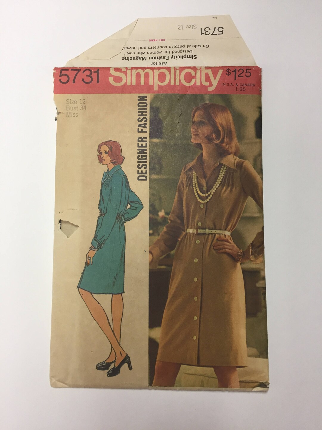 Simplicity 5731 Vintage 1970's Designer Fashion Dress - Etsy