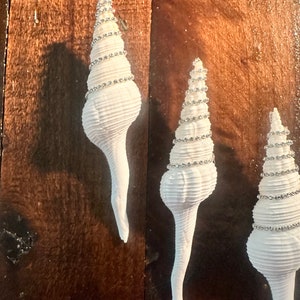 White Rhinestone Embellished Spindle Shell Wedding Decor, Coastal ...