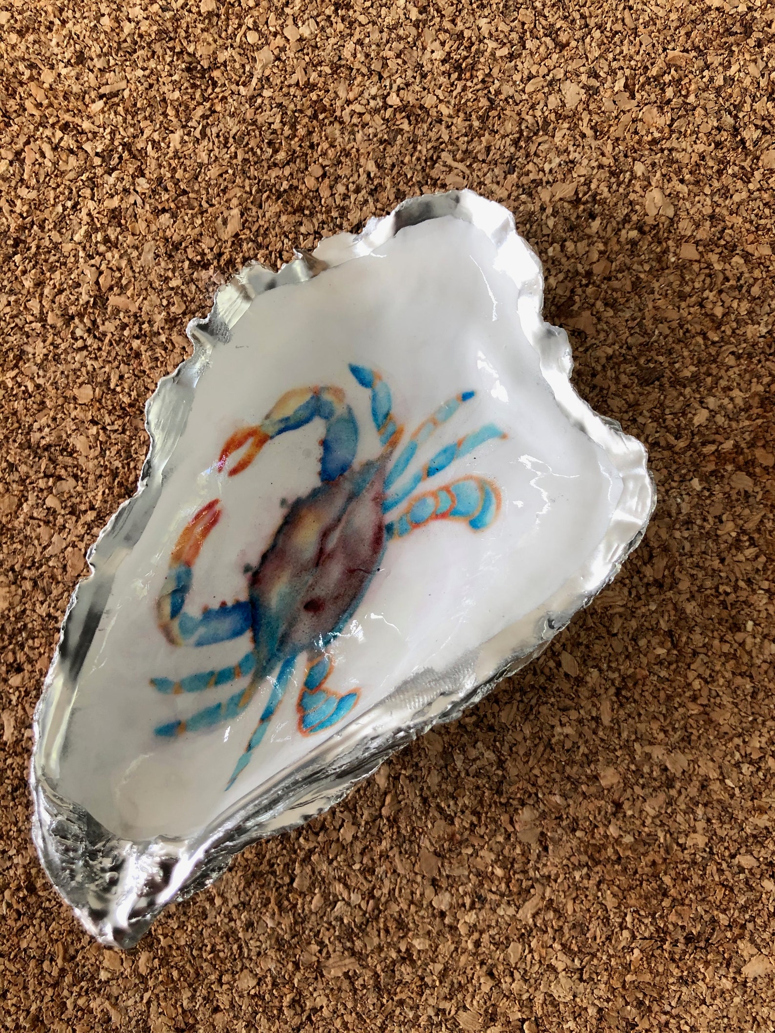 Blue Crab Large Oyster Shell Ring Dish Trinket Bowl Table - Etsy