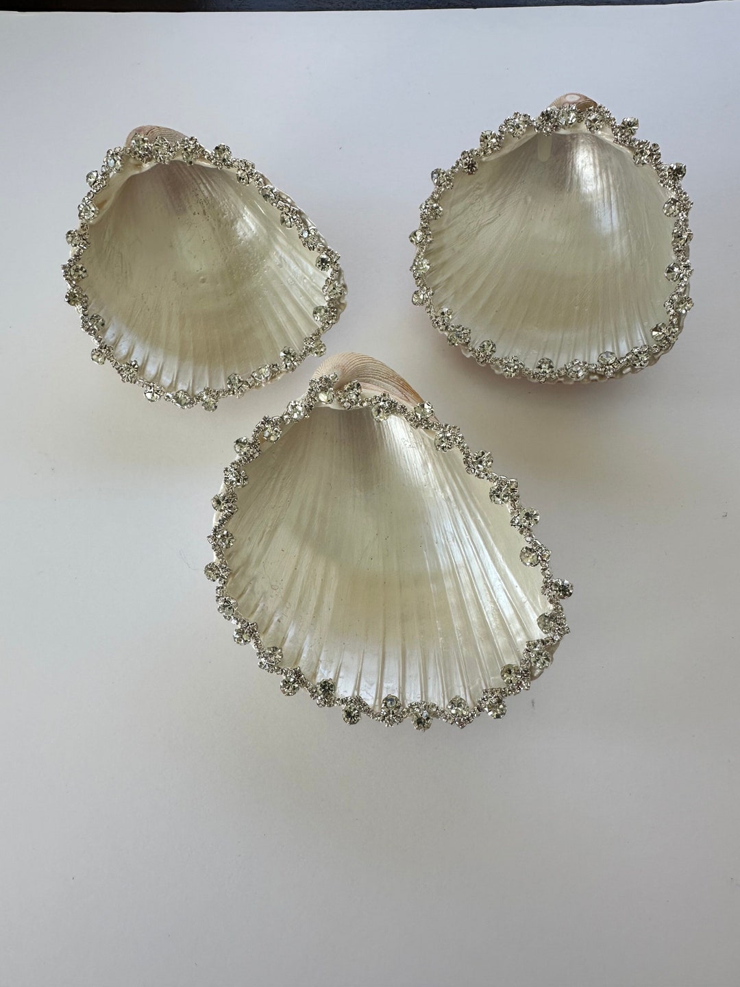 Large Embellished Shell Ring Dish, Hostess Gift, Beach Wedding Favors ...