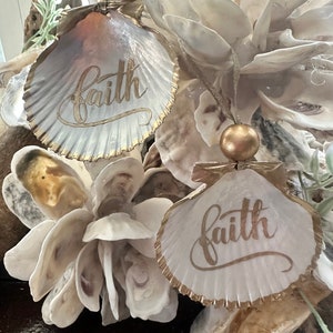 Faith, Seaside Christmas Ornament, Lovely Delicate Scallop Shell With ...