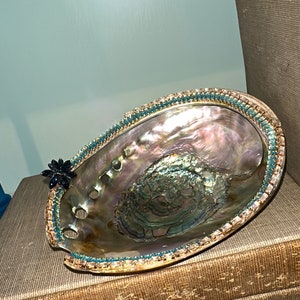 Gorgeous Large Polished Abalone Shell Embellished With Rhinestones ...