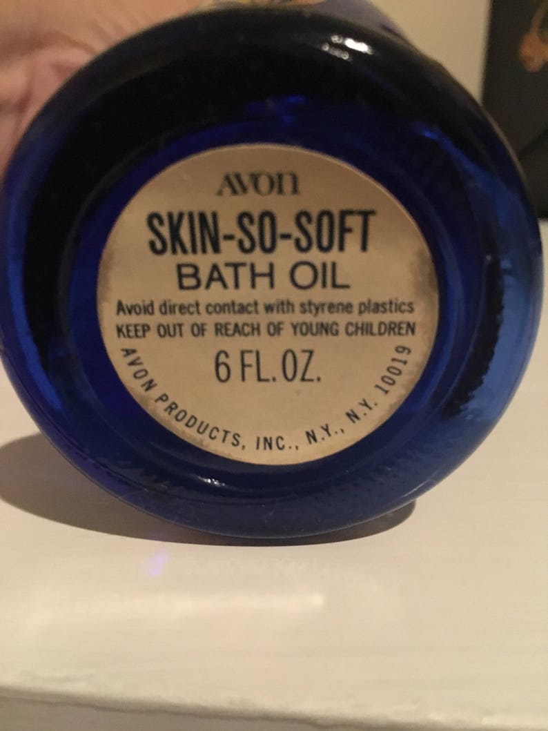 Vintage 1970s Skin so Soft Cobalt Blue and Gold AVON Bottle With ...