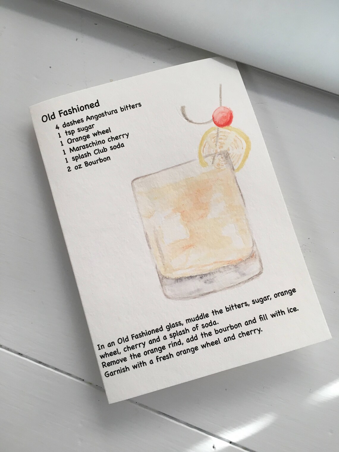 Old Fashioned / Gift Card / Blank Inside / Original Hand Painted One of ...