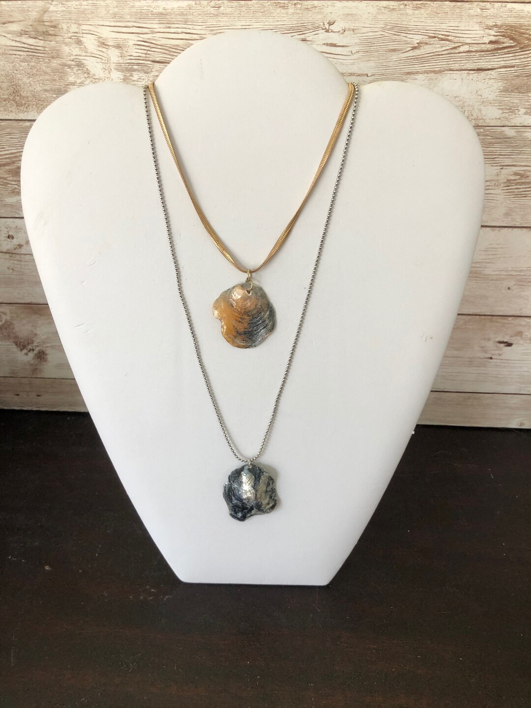 Mermaid Jingle Shell Necklace Neckline to Choker Adjustable Length Gold ...