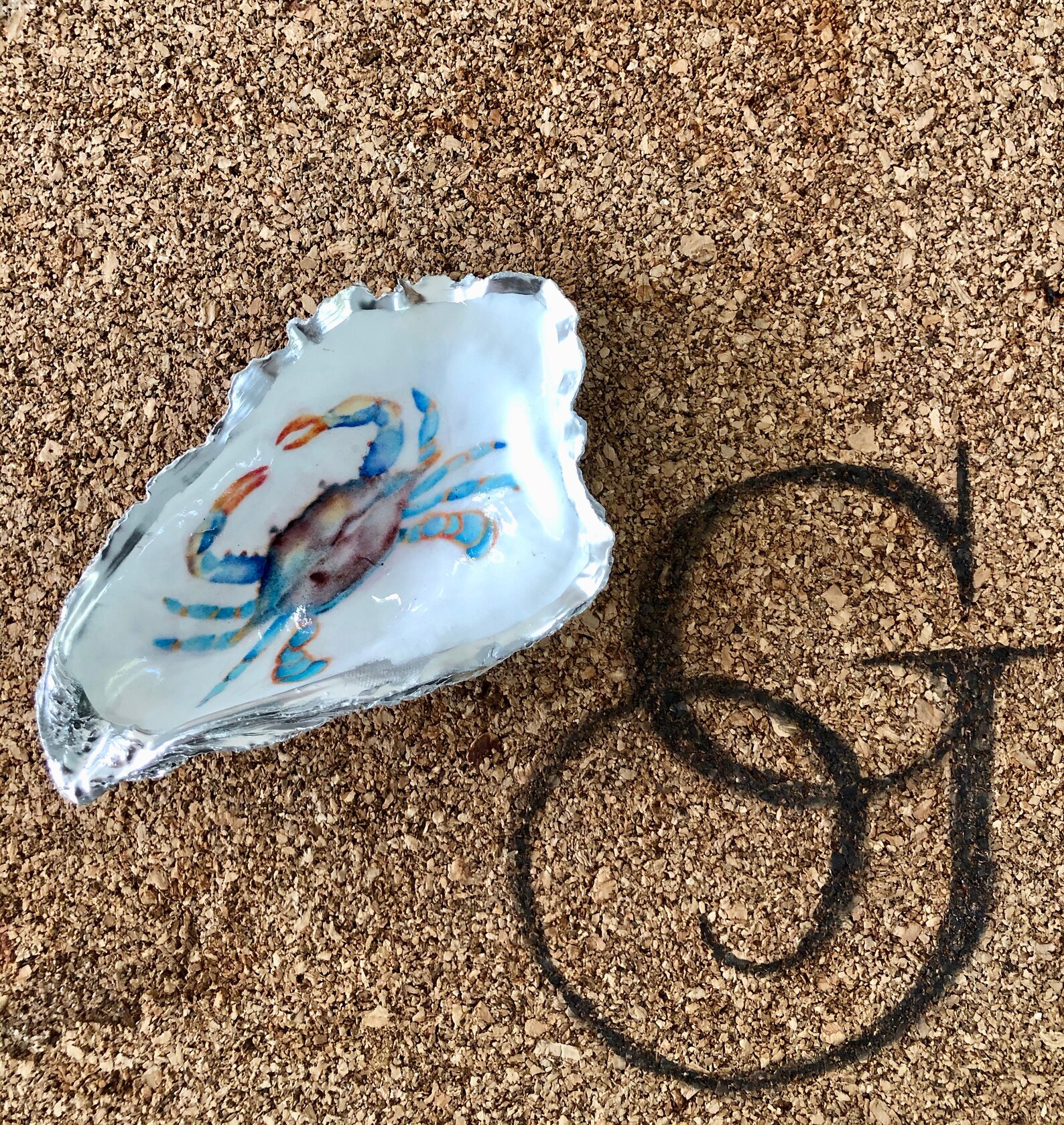 Blue Crab Large Oyster Shell Ring Dish Trinket Bowl Table - Etsy
