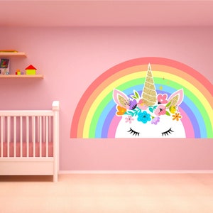 PASTEL UNICORN RAINBOW Wall Sticker Decal Nursery Decor Plain - Etsy
