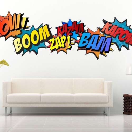 SUPERHERO COMIC WORDS Retro Kapow Boom Zap Bam Colour Wall Art - Etsy UK
