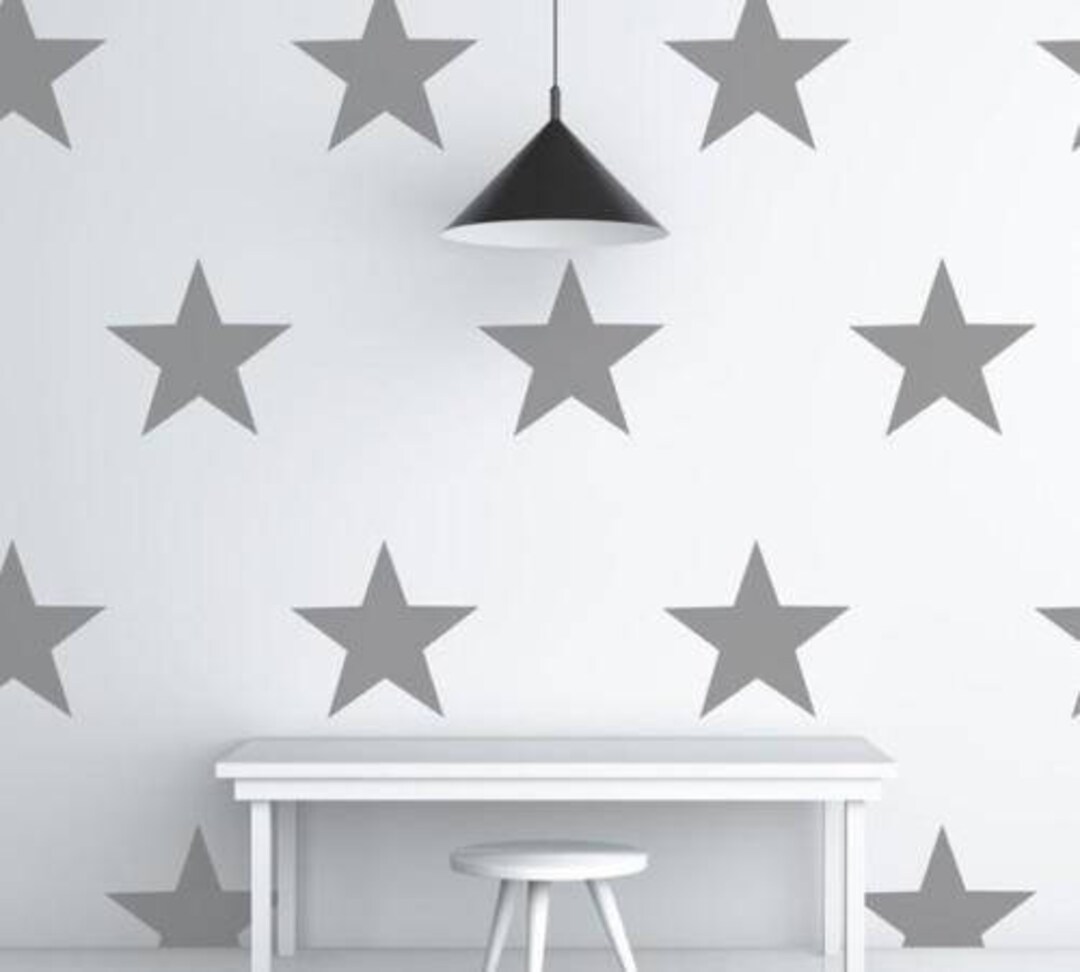 GREY STARS Wall Stickers Art Kit Decal Graphic Nursery Kitchen Cute Two ...