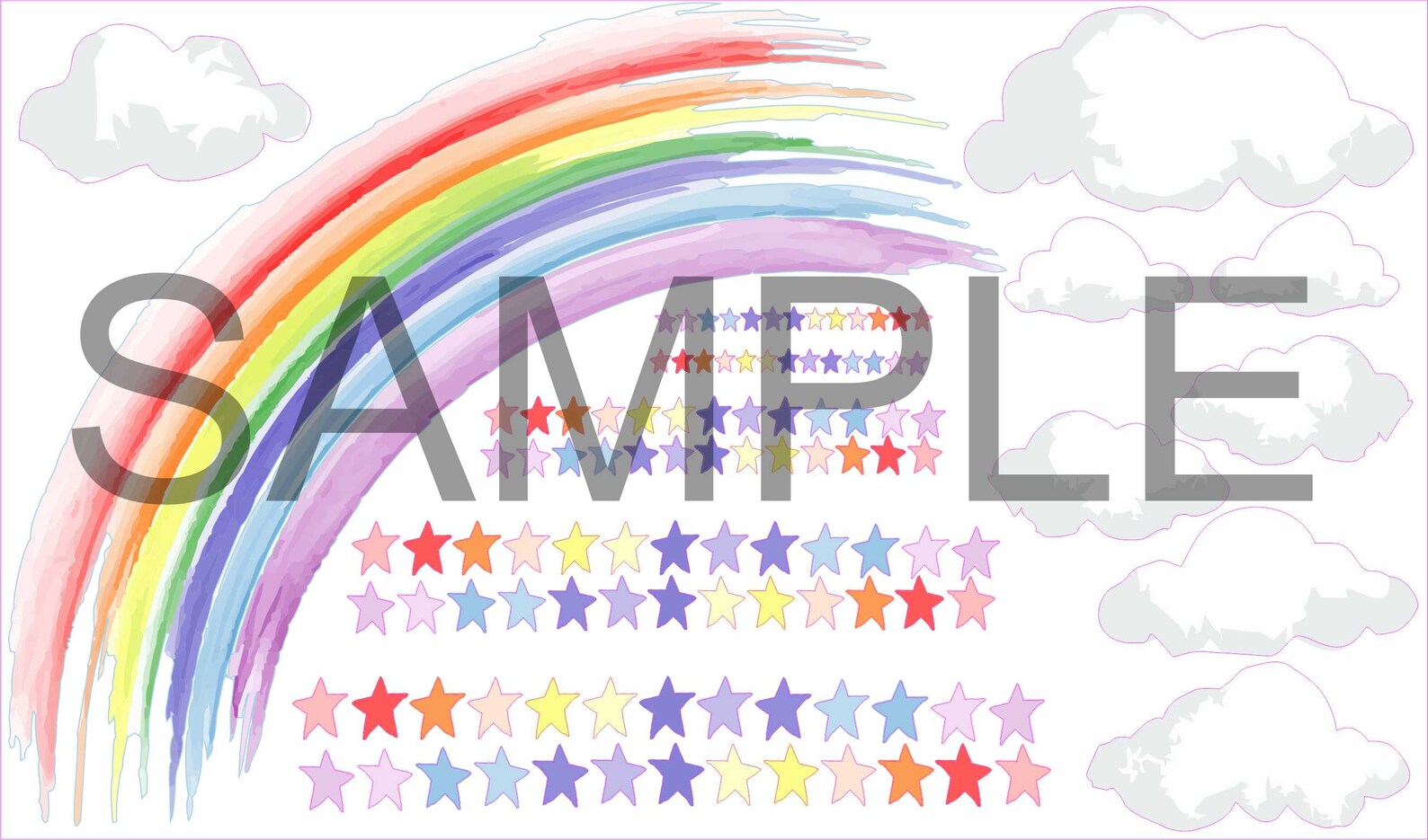 PASTEL WATERCOLOUR rainbow & stars wall stickers decal | Etsy