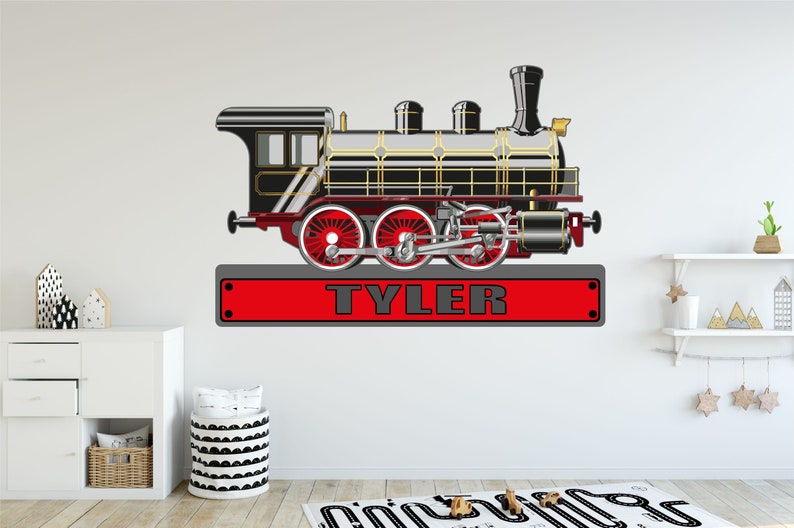 TRAIN ENGINE PERSONALISED Wall Sticker Boy's Bedroom Decor Decal Mural ...