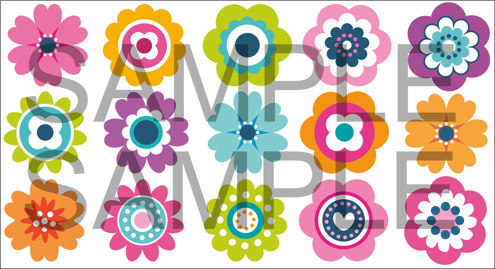 RETRO FLOWERS HIPPY Wall Art Sticker Kit Decal Mural 60s 70s - Etsy