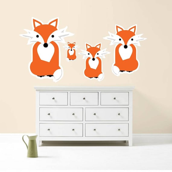 Fox Family Wall Sticker Kit Decals Decor Nursery Cute Foxes - Etsy