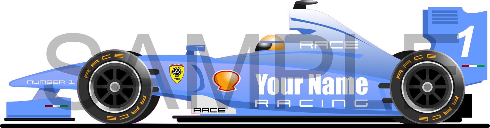 RACING CAR Formula 1 Personalised Wall Sticker Children's Bedroom Decal ...