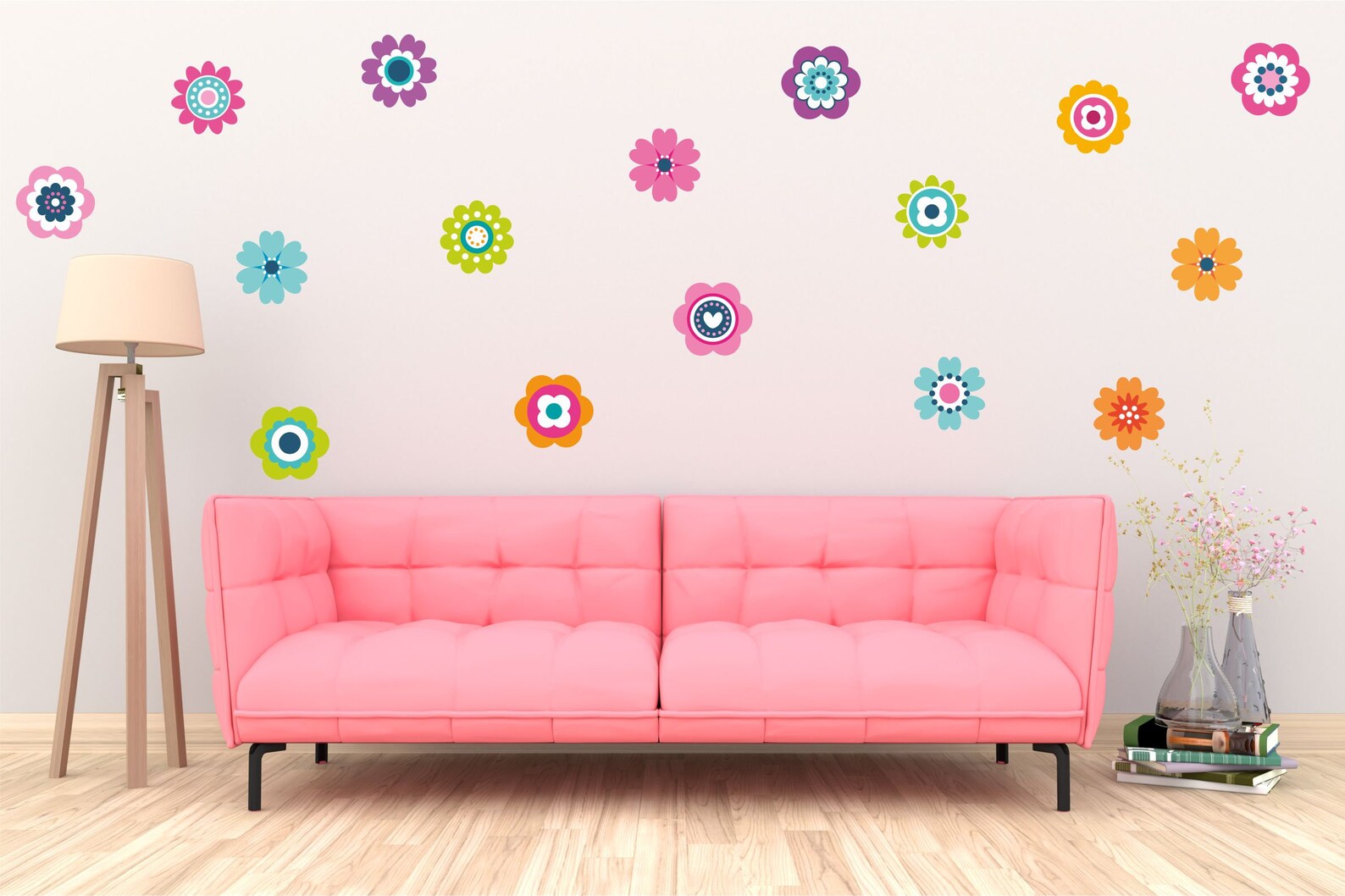 RETRO FLOWERS HIPPY Wall Art Sticker Kit Decal Mural 60s 70s - Etsy