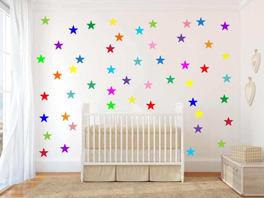 RAINBOW STARS Multicolor Colours Colorful Bright Wall Art Sticker Kit ...