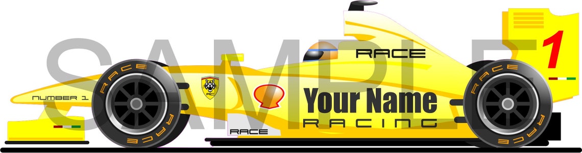RACING CAR Formula 1 Personalised Wall Sticker Children's Bedroom Decal ...