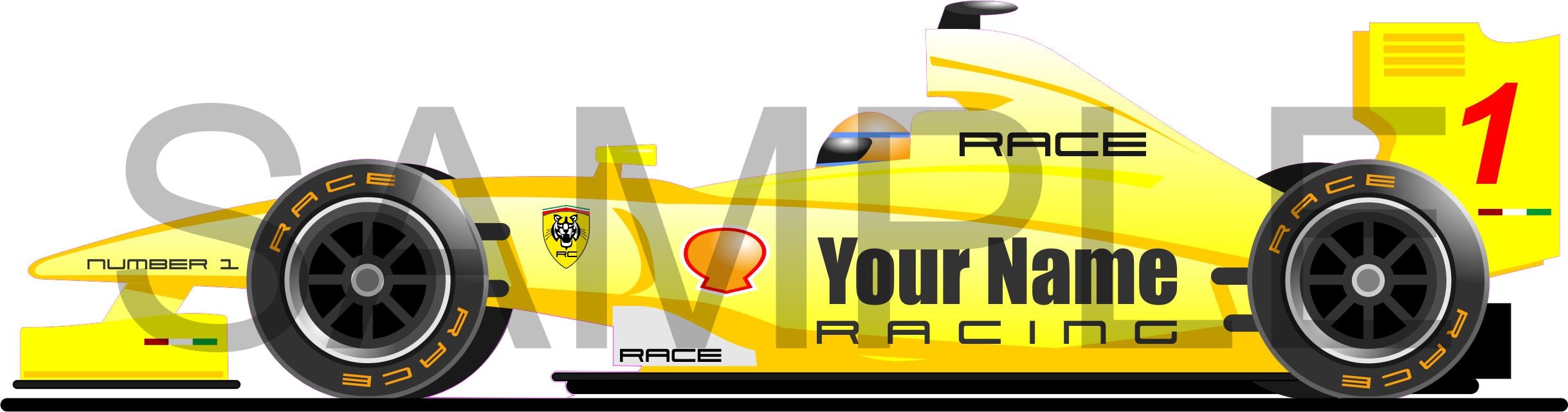 RACING CAR Formula 1 Personalised Wall Sticker Children's Bedroom Decal ...