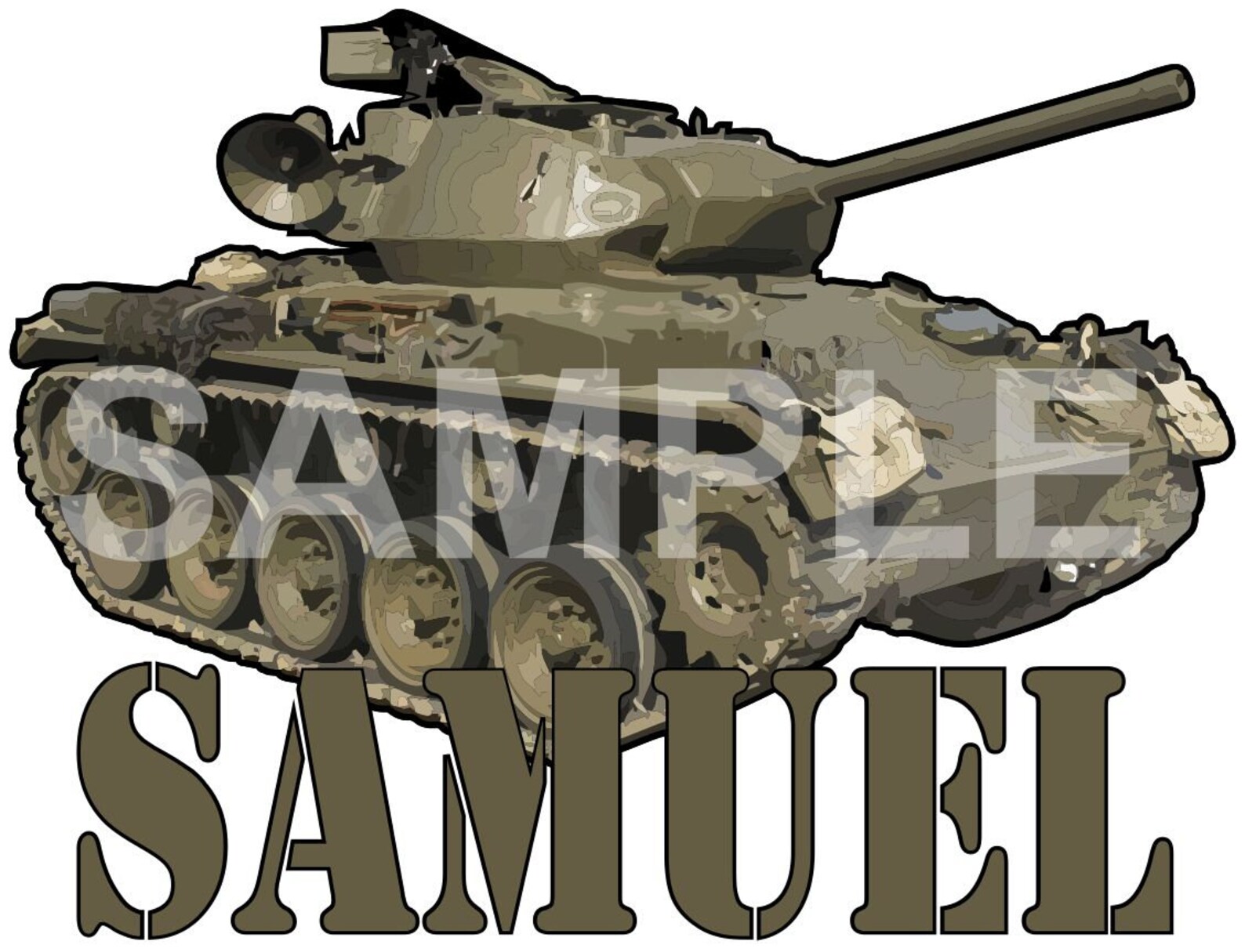 TANK ARMY GREEN Personalised Wall Sticker Boy's Bedroom Decor Decal ...