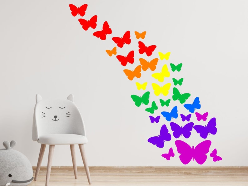 RAINBOW BUTTERFLIES Wall Sticker Kit Nursery Decal Car Art - Etsy