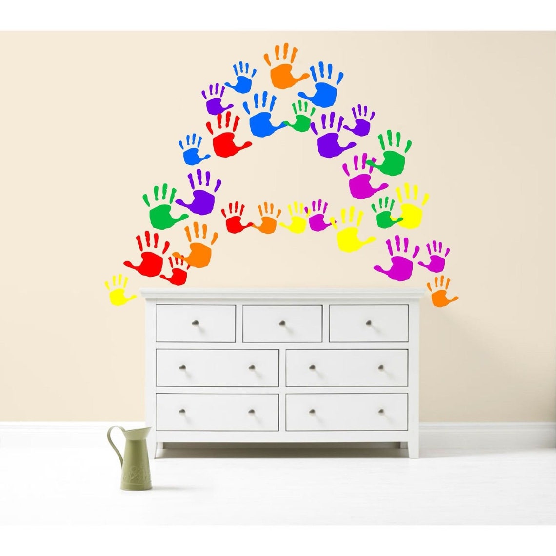 Rainbow Handprints Wall Art Sticker Kit Decal Mural Graphic - Etsy UK