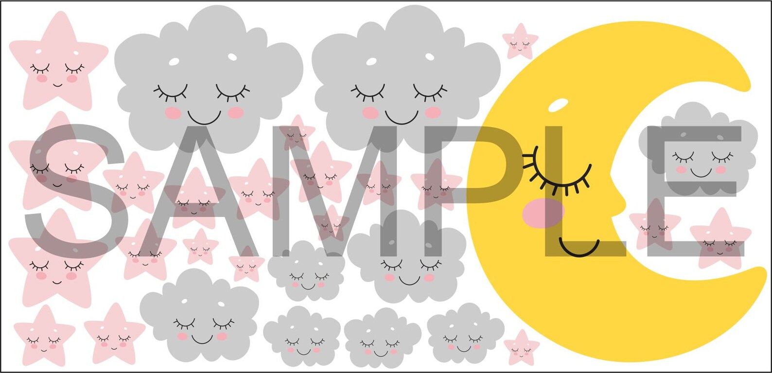MOON STARS CLOUDS Sleep Wall Stickers Pack Decal Art Pastel - Etsy
