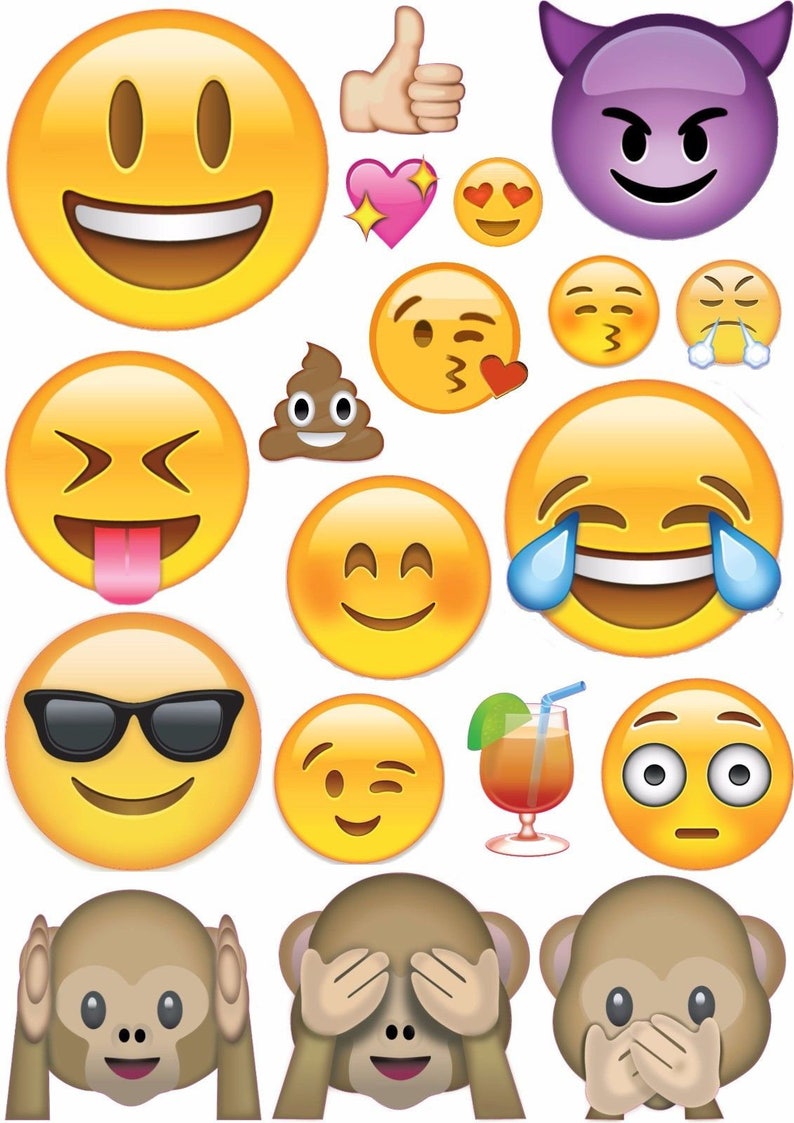 EMOJIS Wall Art Sticker Kit Decal Mural Graphics Emoticons Smiley Faces ...