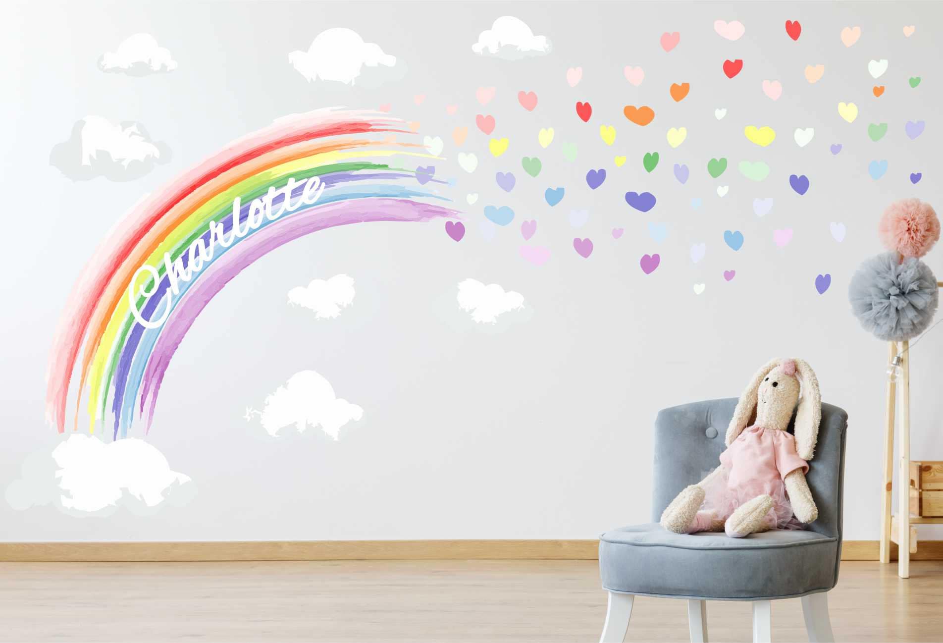 Nursery Wall Stickers Rainbow Hearts Watercolour Pastel - Etsy