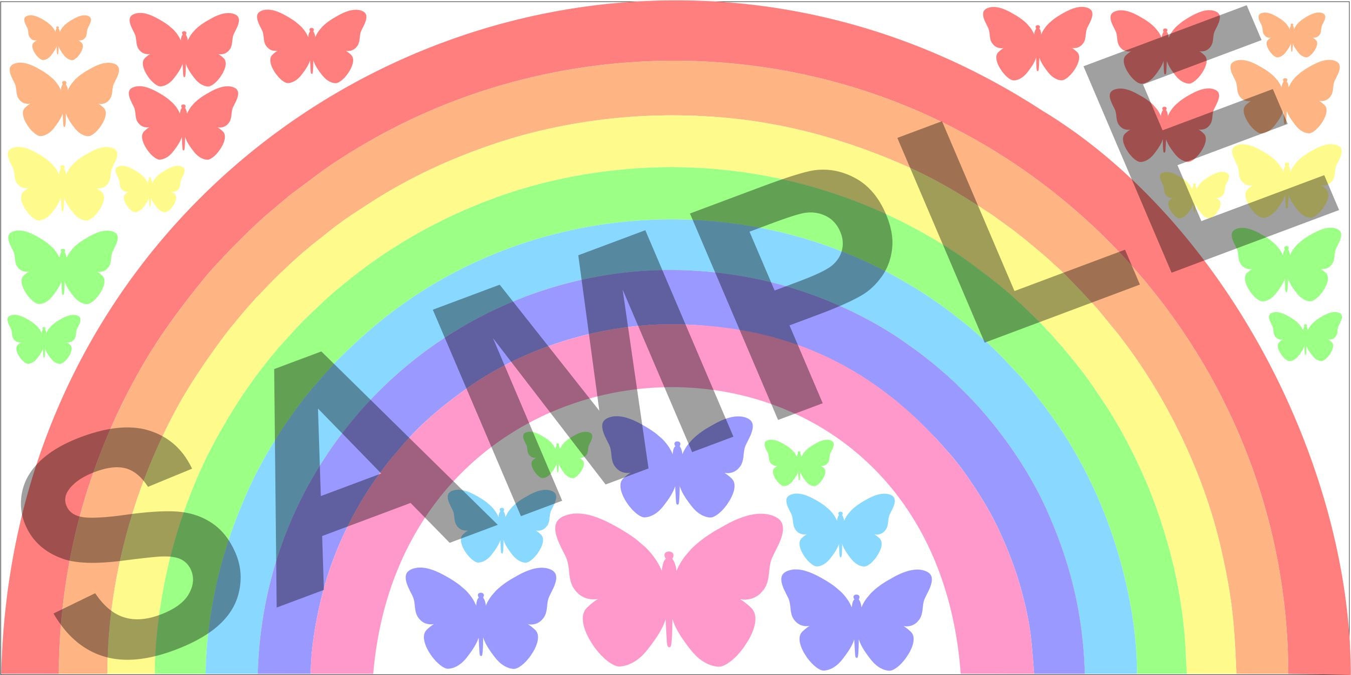 PASTEL RAINBOW & BUTTERFLIES Wall Sticker Decal - Etsy