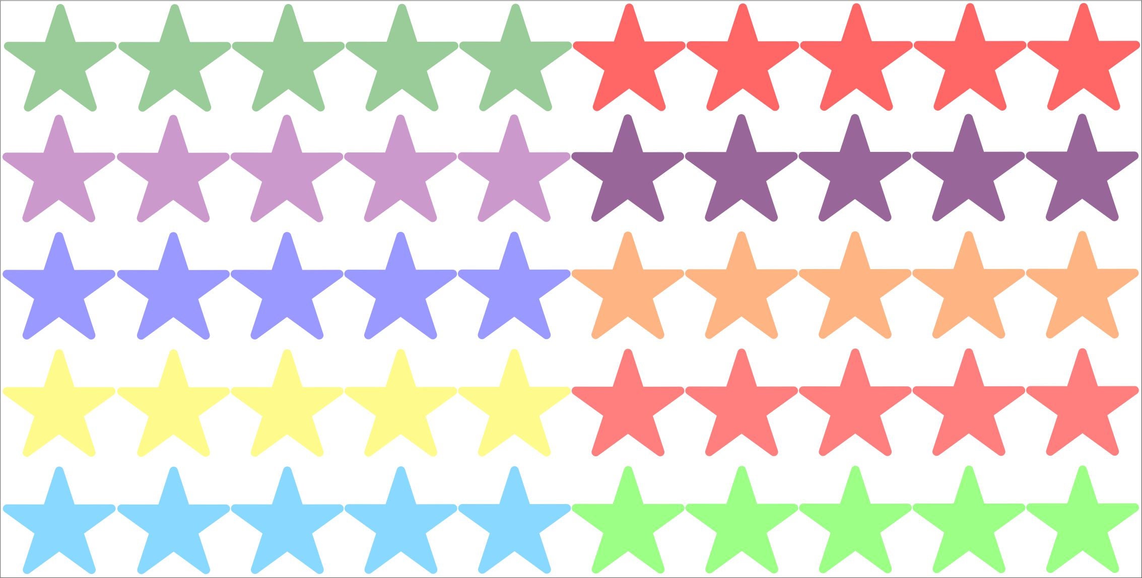 PASTEL RAINBOW STARS Subtle Soft Colours Sorbet Wall Art | Etsy