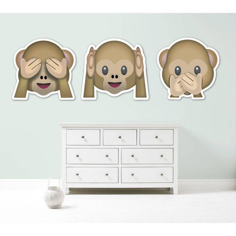 EMOJI MONKEYS Giant Wall Art Sticker Kit Decal Mural Graphic | Etsy
