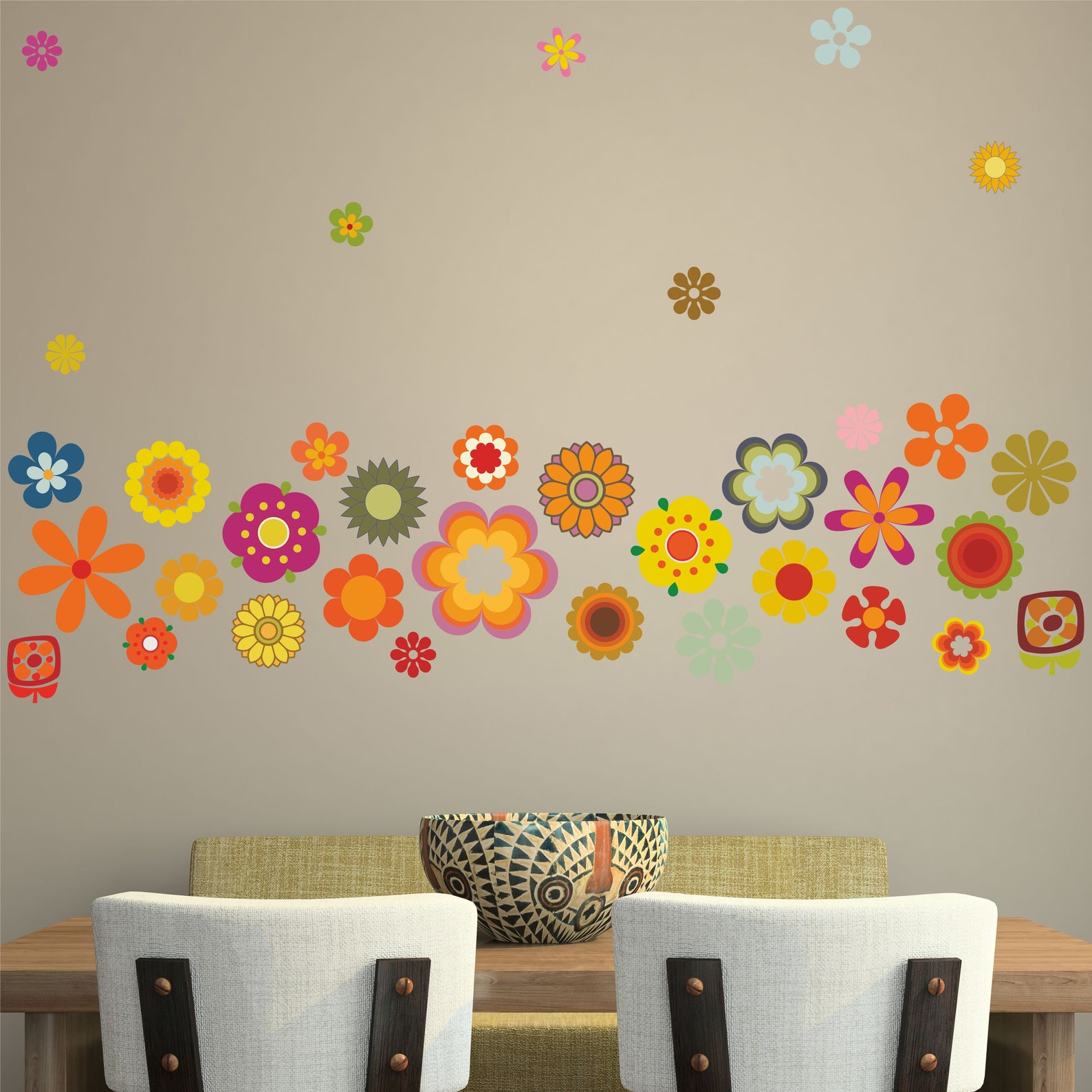 RETRO FLOWERS Wall Art Sticker Kit Decal Mural 60s 70s Vintage - Etsy