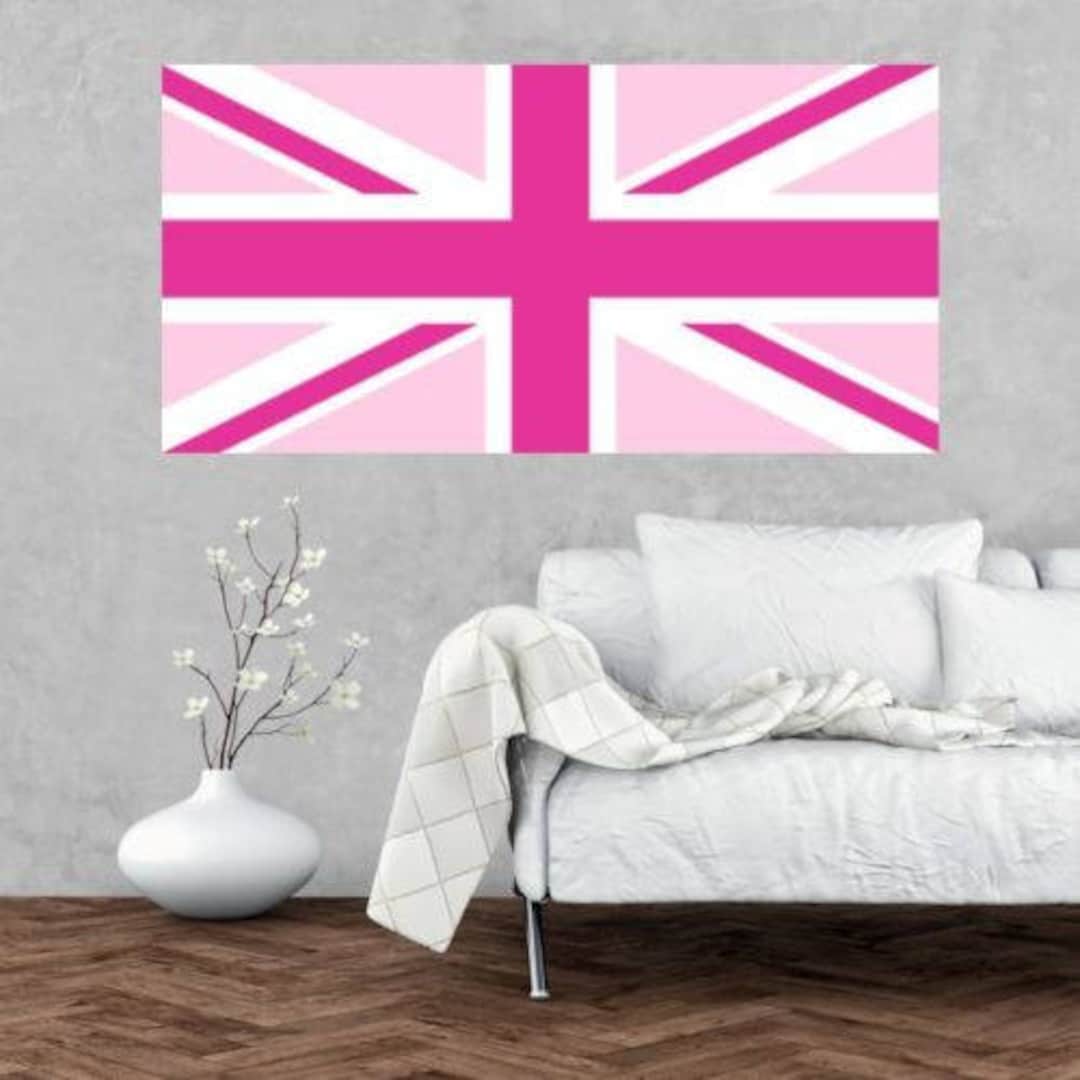 UNION JACK Pink Pastel British Flag Wall Sticker Decal UK Great Britain ...