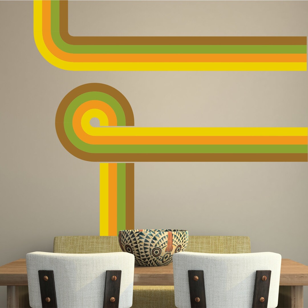 70s Style Retro Stripes Wall Stickers Art Car Campervan Orange Green - Etsy