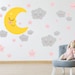 MOON, STARS, CLOUDS Sleep Wall Stickers Pack Decal Art Pastel Grey Pink ...