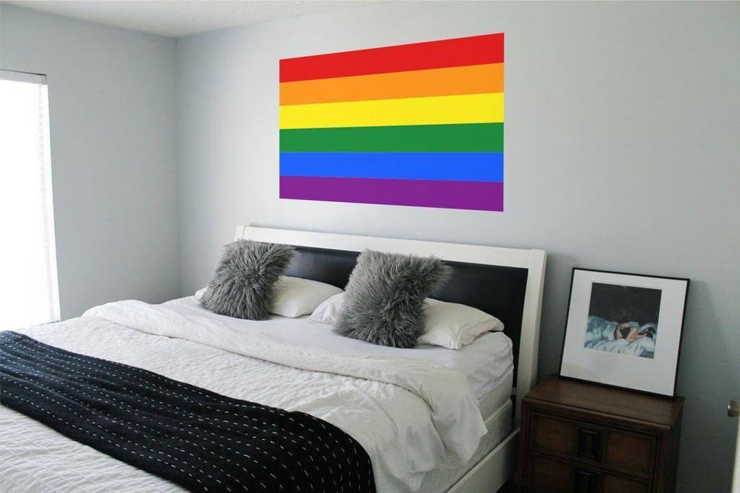 PRIDE FLAG Rainbow Wall Sticker Decal Mural Gay Lesbian LGBT Graphic ...