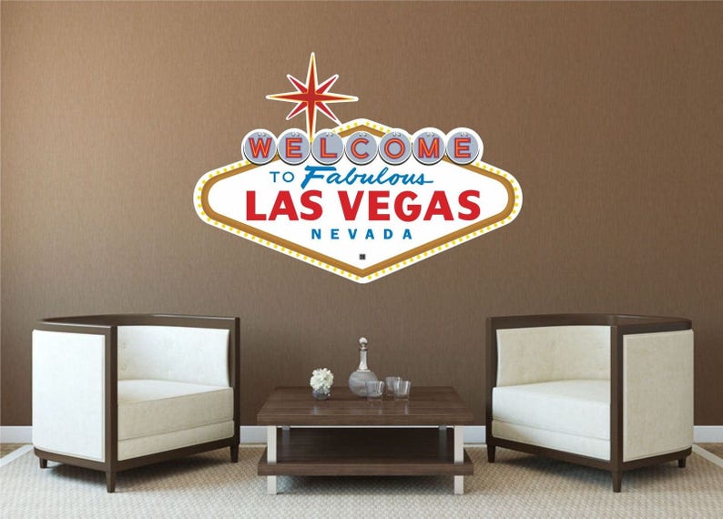 Las Vegas Sign Wall Sticker Decor Nevada America USA Badge Decal Art ...