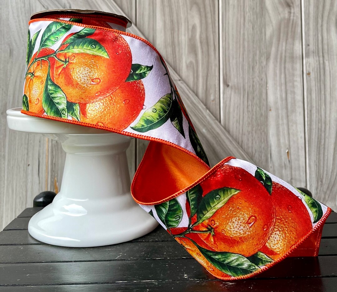 Regency, 10 Yards, 4 Inch Wire Ribbon, Orange Citrus Ribbon, Orange ...