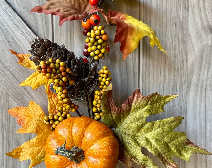 18" Pumpkin Bush, Fall Pumpkin Spray, Pumpkin Bush, Fall Leaf Bush ...