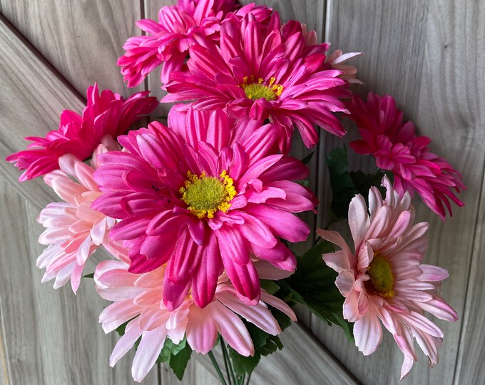 19" Gerber Daisies, Faux Gerber Daisy Bush, DIY Floral Bush, Pink Daisy ...