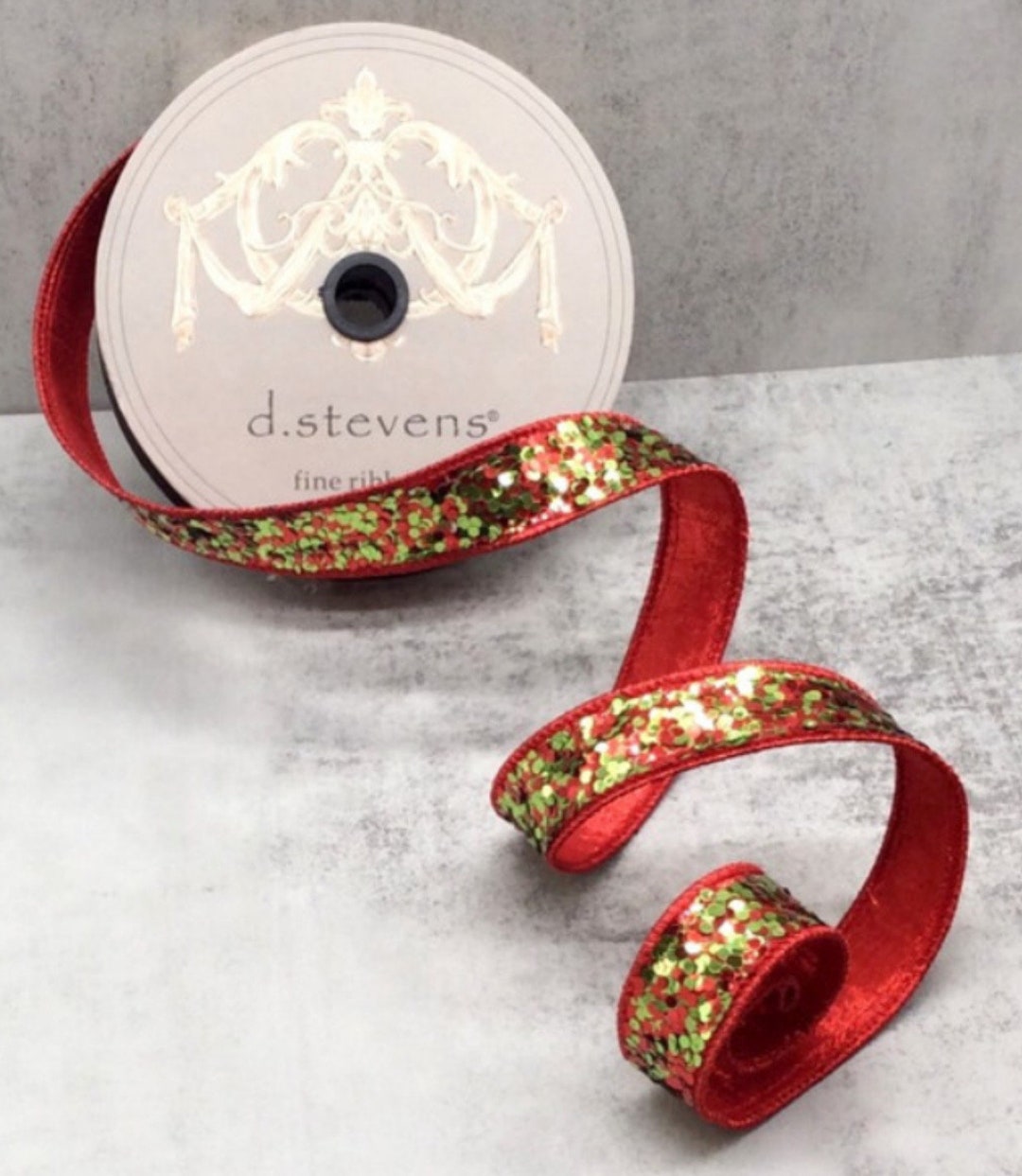 D Stevens, 10 Yards, 1 Inch Wired Ribbon, Crique Glitter Ribbon ...